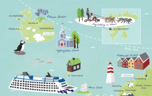 Cruise map of Europe for Journey Magazine - Bek Cruddace Illustration