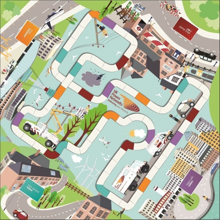 Illustrated Board Game Map for UKPN - Bek Cruddace Illustration