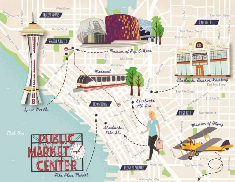 Illustrated map of Seattle - Bek Cruddace Illustration