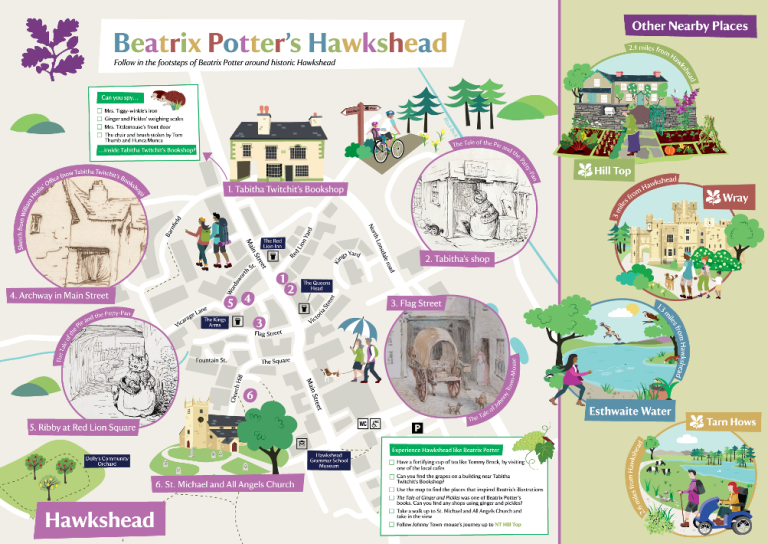 Beatrix Potters Hawkshead map - Bek Cruddace Illustration